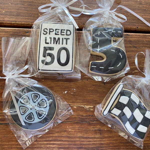 Racing Theme Cookie Favors, Car Theme Cookies for Birthday, Cute Race ...