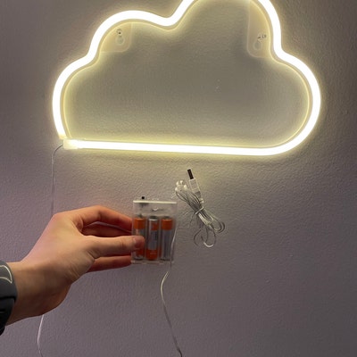 Fluffy Cloud White Neon Lights Sign LED for Bedroom, Light Decoration ...
