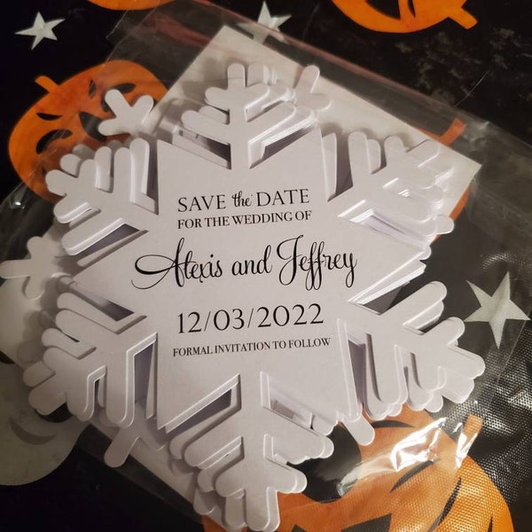Snowflake Save the Date Card Winter Wedding Save the Date Winter ...