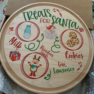 Wooden Santa Milk and Cookie Tray Personalized Santa Cookie - Etsy