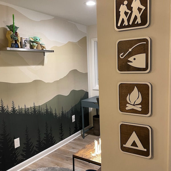 National Parks & Recreation Signs, National Forest Icons, Cabin Decor ...