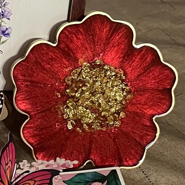Ocean Inspired Collection - Gold Accented Flower Handmade Resin ...