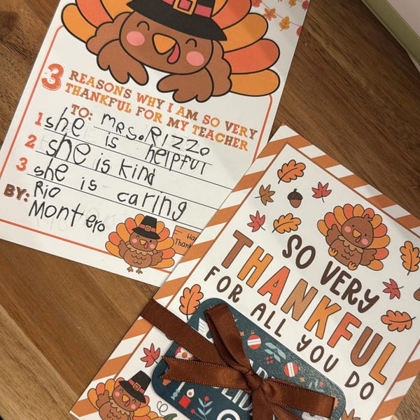 Printable Thanksgiving Gift Card Holder, Thankful for You, Teacher ...
