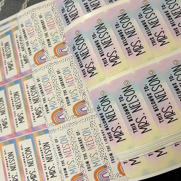 Personalized Teacher Book Labels: Rainbow Library Stickers - Etsy
