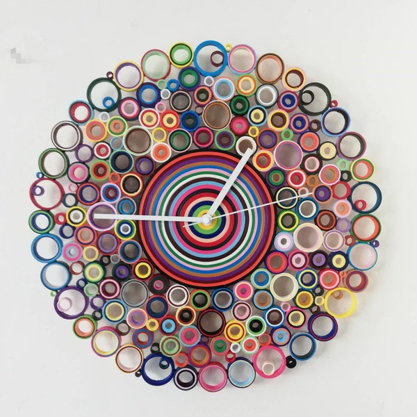 Wall Clock, Paper Clock, Colorful Clock, Custom Clock for Wall, Kids ...