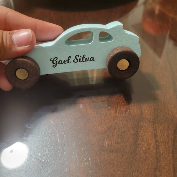 Wooden Name Cars, Personalized Jeep for Baby, Mini Toy Car, Sensory ...