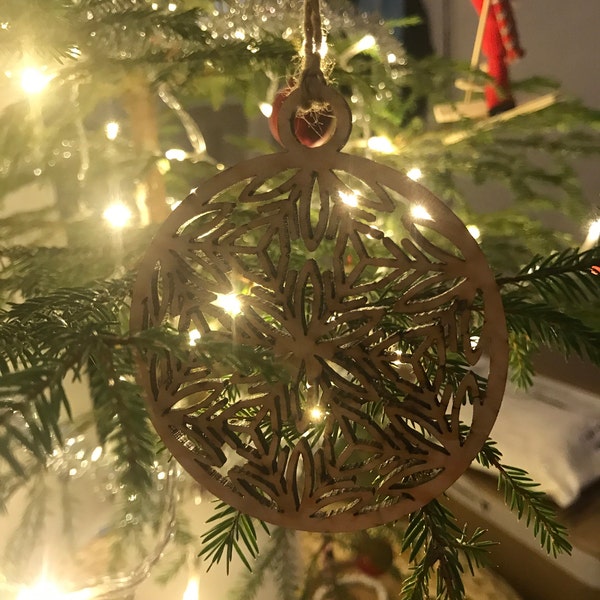 Christmas Baubles 3 in or 4 in Wood Snowflake Wood Snowflake Ornaments ...
