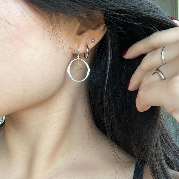 Minimalist Rectangle Drop Earrings, Hammered Silver Nickel Free Bar ...