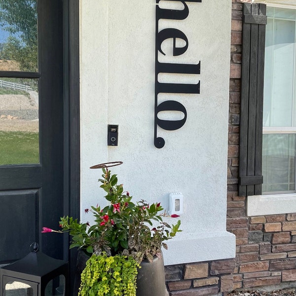 Metal Hello Sign, Front Door Decor, Front Porch Decor, Vertical Welcome ...