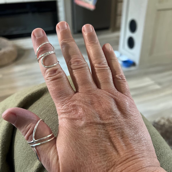 925 Sterling Silver Adjustable Finger Splint Ring - Arthritis Silver ...