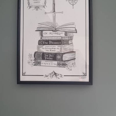 Tolkien Inspired Hand Drawn Book Stack Illustration Print // Lotr ...