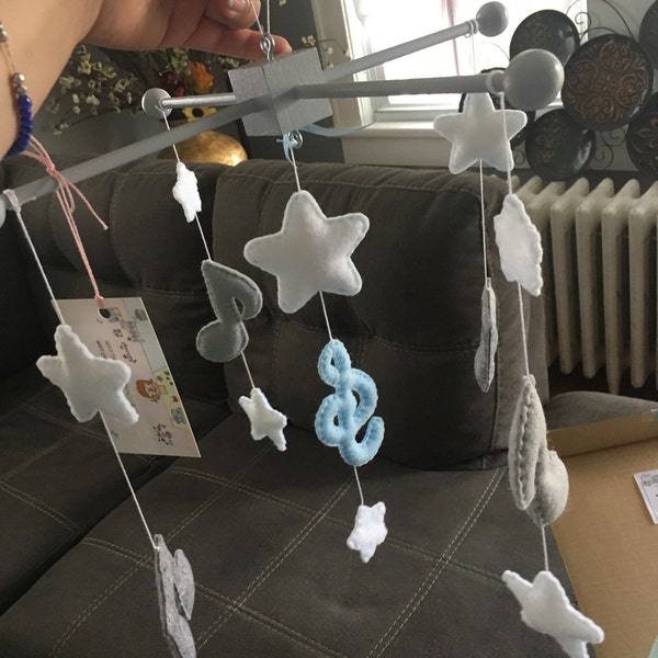 Music Note Mobile: Modern Nursery Musical Note Decor in Girl Room ...