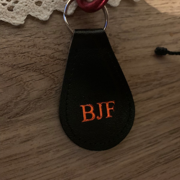 Personalised Leather Keyring Key Fob With Initials. Monogram Gift for ...