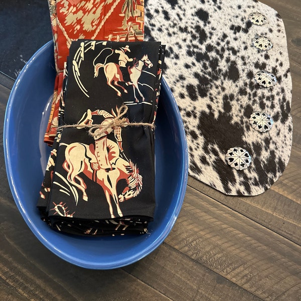 Set of 6 Roping Ranch Slate Blue Cowboy 100 % Cotton Napkins - Etsy