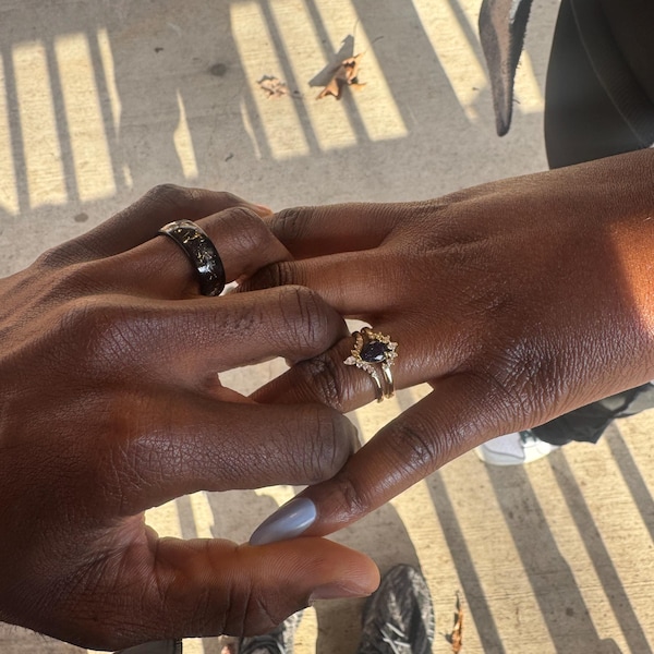 Starry Night Couples Ring Set- His and Hers Night Court Wedding Bands ...