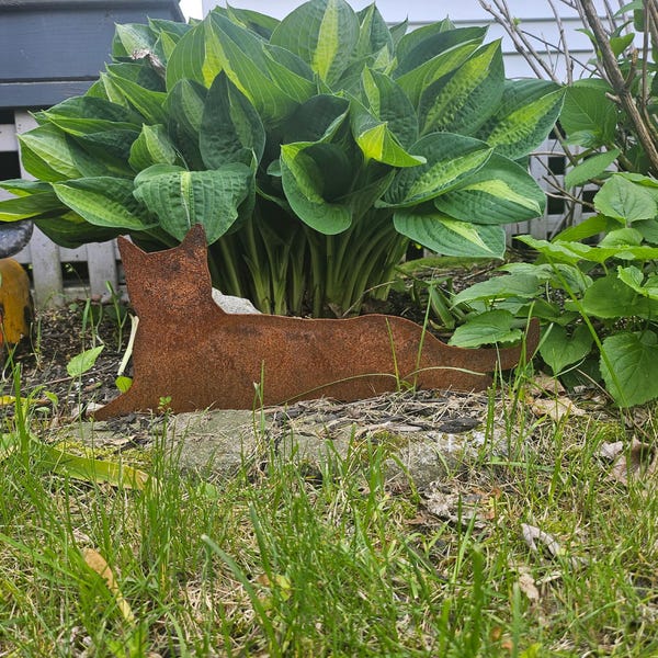 Rustic Metal Fox Garden Sculpture | Weathered Fox Outdoor Decor | Rusty ...