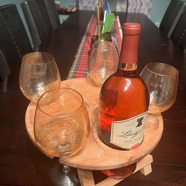 Custom Wine Table, Wine Lover Gift, Portable Wine Mini Picnic Table ...