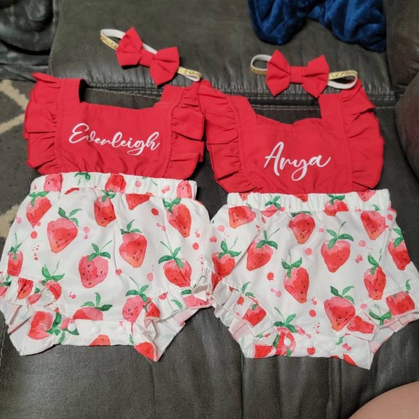 Berry First Birthday Outfit, Personalized Baby Girl Strawberry Clothes ...