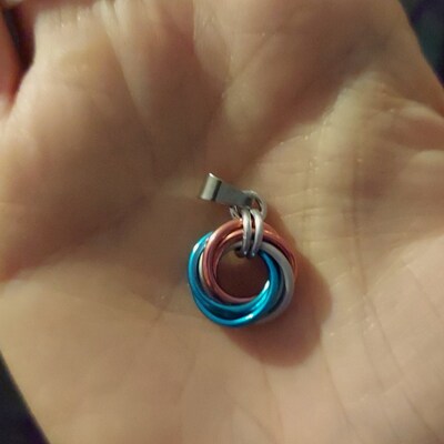 Transgender Pride Pendant Necklace, Chainmail Love Knot, Trans Pride ...