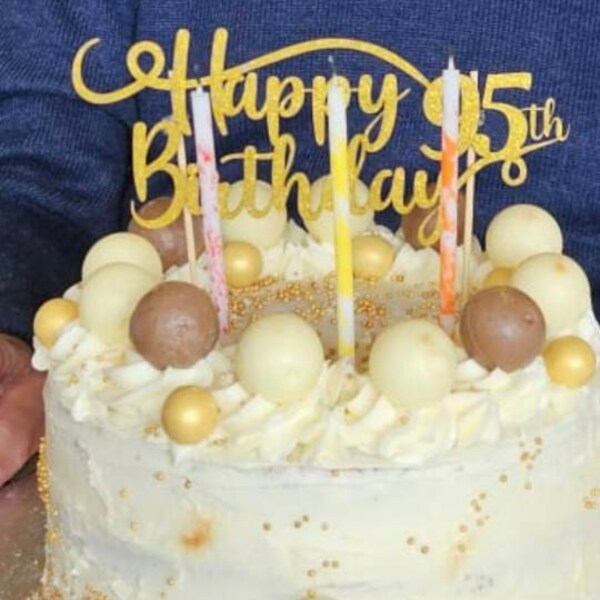 Personalised Happy Birthday Glitter Cake Topper By Cakeshop Custom