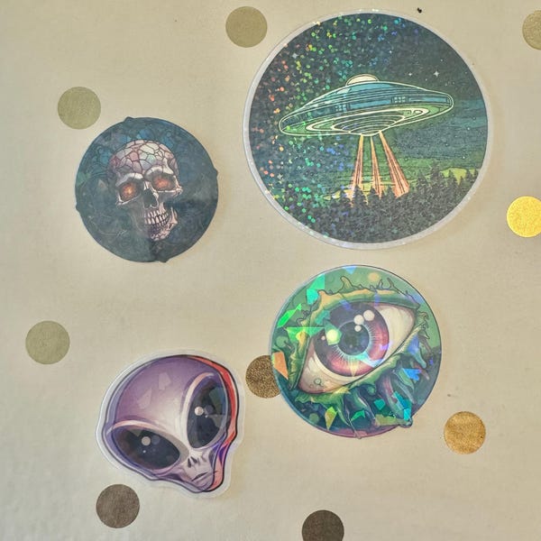 Psychedelic Tiger Holographic Vinyl Sticker Starry Holographic Effect ...