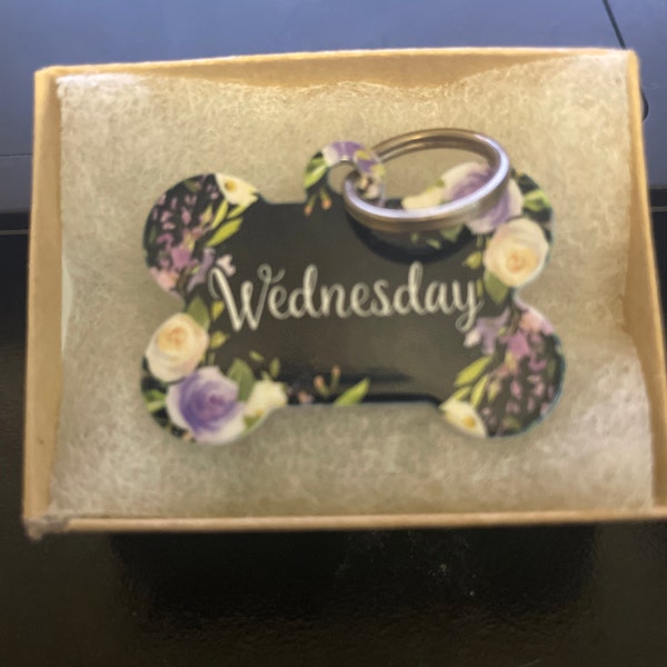 Purple Dog Tag, Personalized Pet Tag, Bone Shaped Dog Tag, Cat ID Tag ...