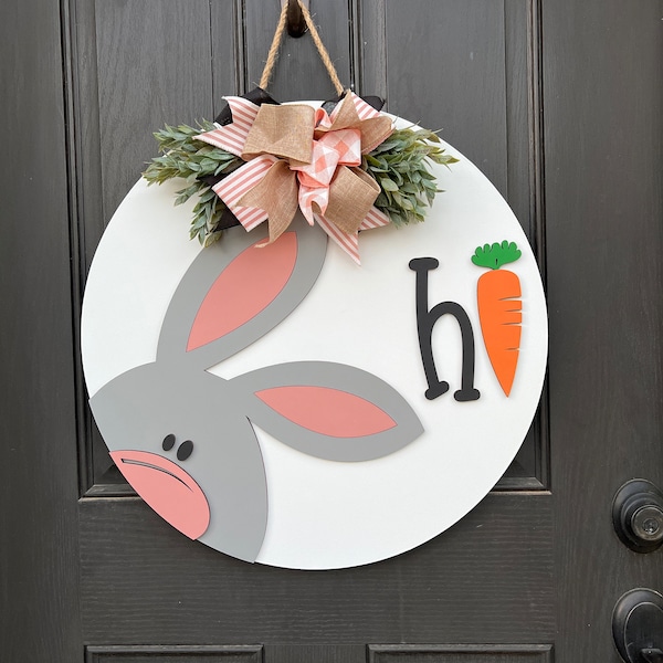 Happy Easter Door Hanger, Front Door Decor, Easter Wreath, Front Door ...