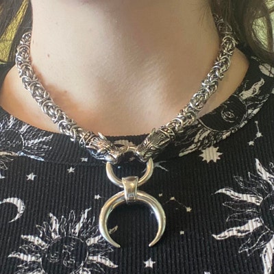 Warlock Warrior Hellhound Guardian Necklace With Thick Chainmaille ...