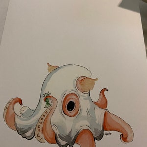 Spooky Ghost Octopus Print - Etsy