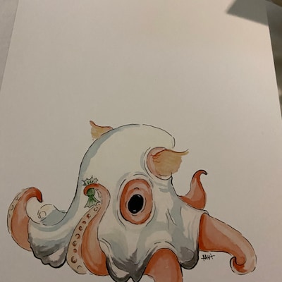 Spooky Ghost Octopus Print - Etsy