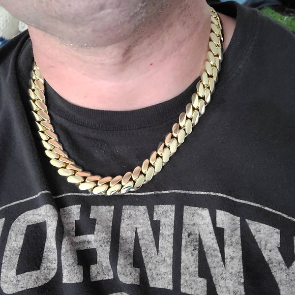 Cuban Link Chain 12MM Solid Handmade Jewelry Miami Style, Gift Birthday ...
