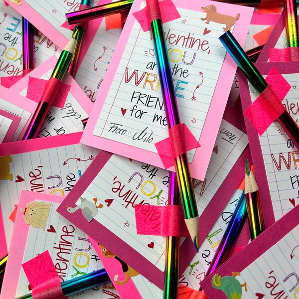 Valentine You Are Just Write Printable Tag for Valentine Pencil, Pen ...