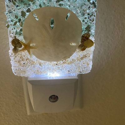 COASTAL Night Light SAND DOLLAR With Seashells - Etsy
