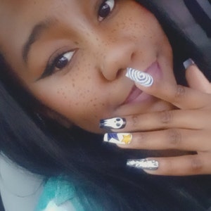 Color Vibes Press on Nails Comic Glue on Nails Neon Fake Nails False ...