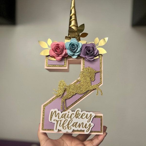 Unicorn 3D Number, Unicorn Birthday Decorations, Unicorn Centerpiece ...