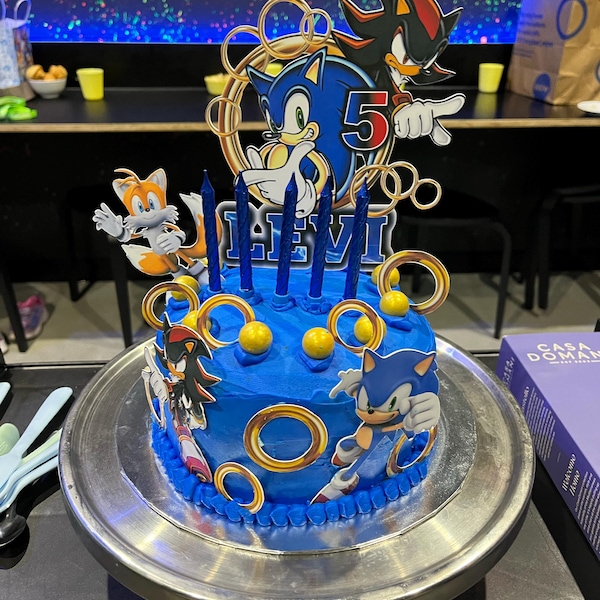 SONIC Hedgehog THEME Personalised Cake Topper Set - Etsy