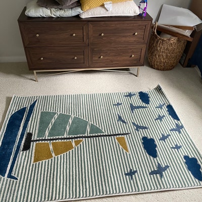 Sailboat Rug Sail Boat Navy Nautical Coastal Sailing Nursery - Etsy