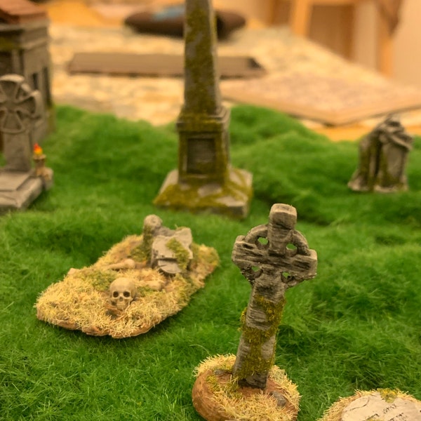Fresh Graves and Coffins Gravestone Skull Bones Tomb / Painted Terrain ...