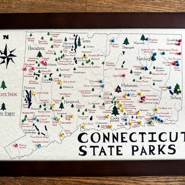 Connecticut State Parks Map 11x17 - Etsy