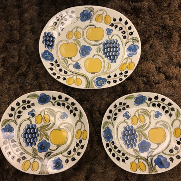 Vintage, Gustavsberg "prunus" Nine (9) Saucers 12 Cm/5"/designed by ...