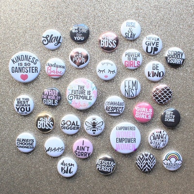 Mix & Match 1 Button Pin Gift Feminist, Female Empowerment, Girl Power ...