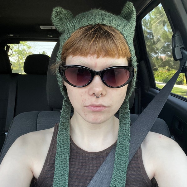 PATTERN for an Elevated, Adult Knitted Cat Hat / Kitty Ears Bonnet That ...