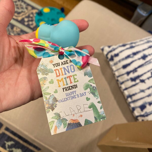 Dinosaur Valentine Tag Dino Valentine's Day Exchange Card Dinomite ...