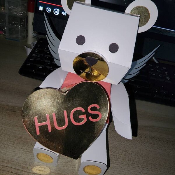 Cupid Teddy Bear Template: DIY 3D Flower Gift Box (SVG, Studio, S&C ...