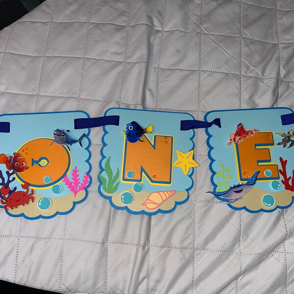 Nemo and Dory Inspired Banner, Nemo Inspired ONE Banner, Under the Sea ...