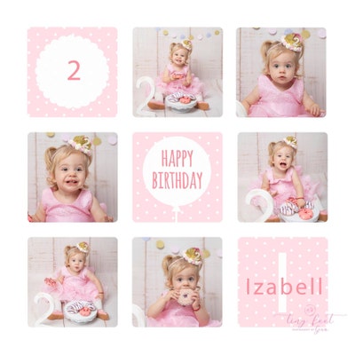 Cake Smash Photo Collage Template, First Birthday, Cake Smash Collage ...