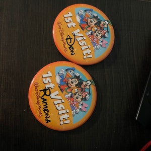 Custom Walt Disney World Button 1st Visit Add Your Own Text I'm ...