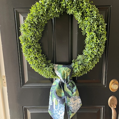 Monogram Floral Chinoiserie Wreath Sash for Front Door, Personalized ...