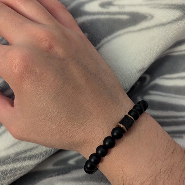 Black Obsidian Lapis Lazuli Bracelet Men Bracelet Men Jewelry Stretch ...