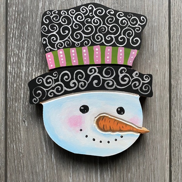 Snowman Head Wood Cutout- DIY Snowman- Wood Holiday Craft- Christmas ...